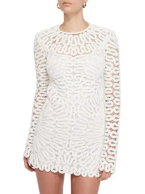Simkhai Mccall Crocheted Long-sleeve Minidress - White