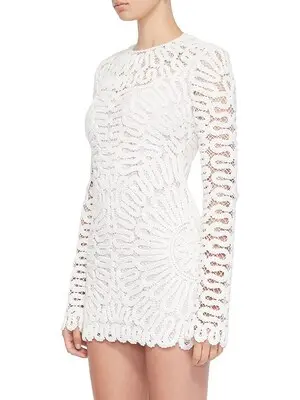 Simkhai Mccall Crocheted Long-sleeve Minidress - White