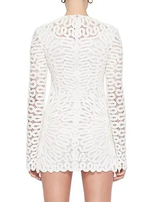 Simkhai Mccall Crocheted Long-sleeve Minidress - White