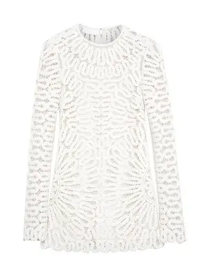 Simkhai Mccall Crocheted Long-sleeve Minidress - White