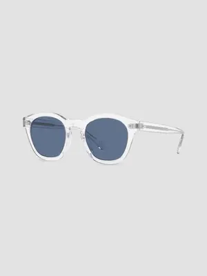 Oliver Spencer Rorke 47mm Round Mirrored Sunglasses - Blue