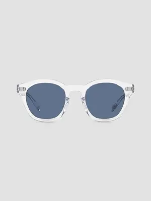 Oliver Spencer Rorke 47mm Round Mirrored Sunglasses - Blue