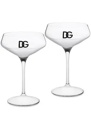 Dolce & Gabbana Logo-print Champagne Glasses - White