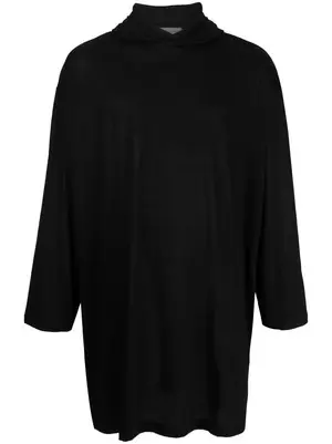 Yohji Yamamoto Graphic-print Long Hoodie T-shirt - Black