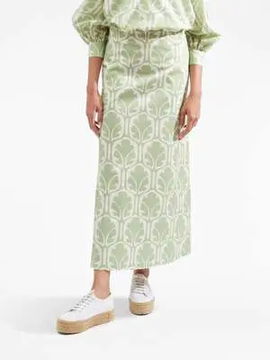 La DoubleJ Printed A-line Midi Skirt