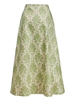 La DoubleJ Printed A-line Midi Skirt