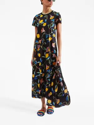 La DoubleJ Printed Floral Midi Dress
