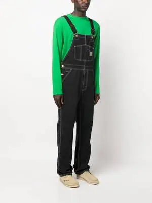 Carhartt Work In Progress Logo-patch Straight-leg Dungarees - Black