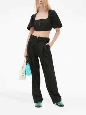 GANNI Wide-leg Tailored Trousers - Black
