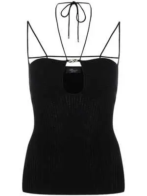 Blumarine Cut-out Ribbed Knit Top - Black