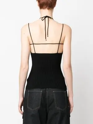 Blumarine Cut-out Ribbed Knit Top - Black