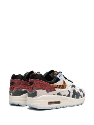 Nike Air Max 1 '87 Tiger Swoosh Cow Print Sneakers - Neutrals