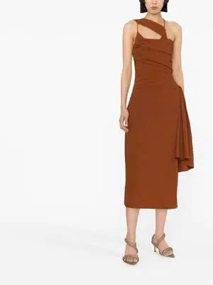 Jacquemus Abanada Draped Asymmetric Dress - Brown