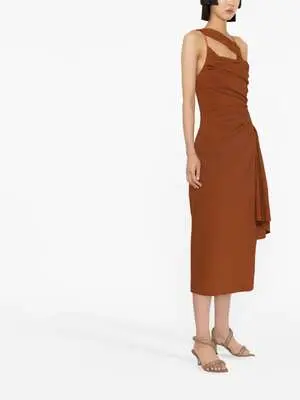 Jacquemus Abanada Draped Asymmetric Dress - Brown