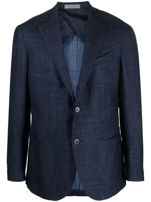 Corneliani Single-breasted Chambray Blazer - Blue