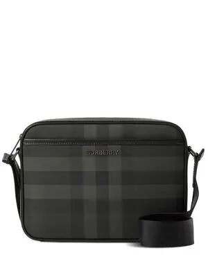 Burberry Check-pattern Messenger Bag - Black