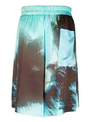 LANEUS Palm Tree-print Shorts - Blue
