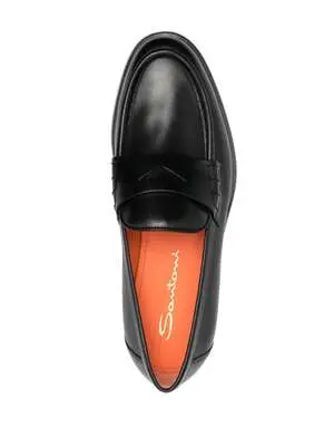 Santoni Leather Loafers - Black