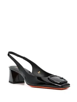 Santoni Slingback 60mm Strap Pumps - Black