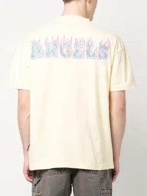 Palm Angels Flames Logo-print T-shirt - Yellow