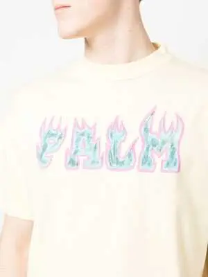 Palm Angels Flames Logo-print T-shirt - Yellow