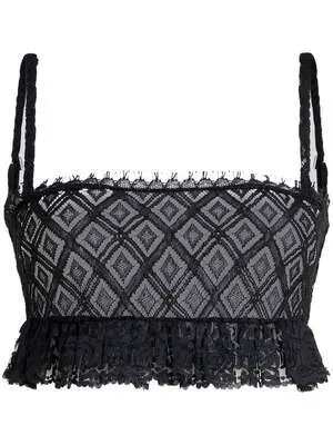 Etro Lace Ruffle-trim Bralette - Black