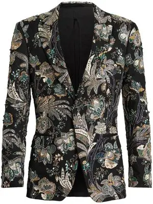 Etro Floral-jacquard Single-breasted Blazer - Black