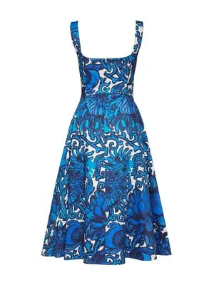 La DoubleJ Sophia Graphic-print Stretch-cotton Midi Dress - Blue