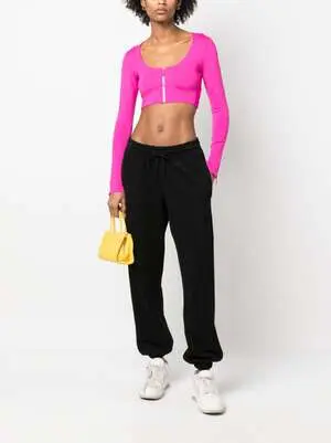 Off-White Zip-logo Long-sleeve Crop Top