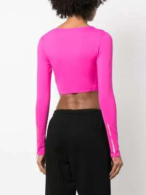 Off-White Zip-logo Long-sleeve Crop Top