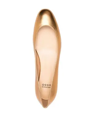 FRANCESCO RUSSO Metallic Leather Ballerina Flats