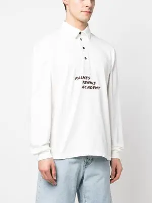 PALMES Logo-print Button-up Sweatshirt