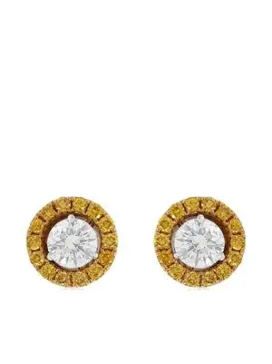 HYT JEWELRY 18kt White Gold Diamond Stud Earrings - Orange