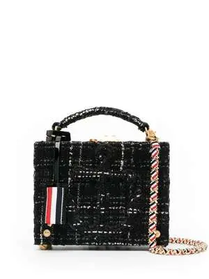 Thom Browne Mini Tweed Chain Tote - Black