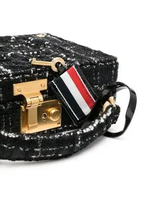 Thom Browne Mini Tweed Chain Tote - Black