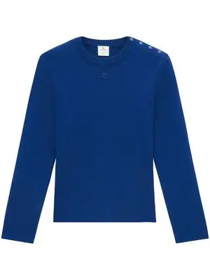 COURREGES Logo-patch Buttoned Sweater - Blue