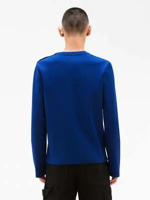 COURREGES Logo-patch Buttoned Sweater - Blue