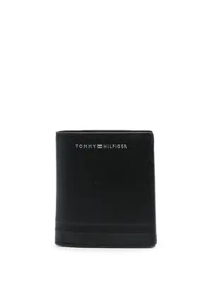 Tommy Hilfiger Logo-print Bi-fold Leather Wallet - Black