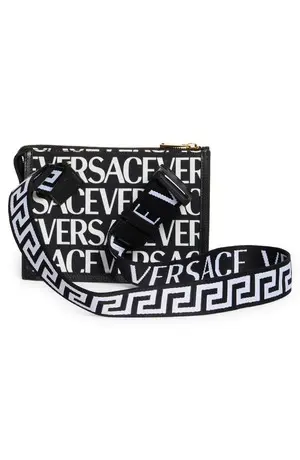 Versace Repeat Logo Print Crossbody Bag