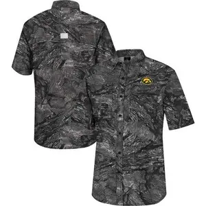 COLOSSEUM Iowa Hawkeyes Realtree Aspect Charter Full-button Fishing Shirt - Charcoal