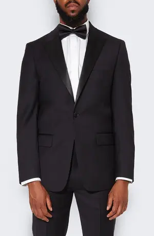 9TOFIVE Peak Lapel Solid Wool Tuxedo Jacket