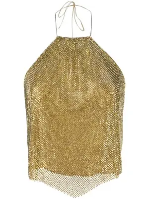 MANURI Chainmail Halterneck Top - Gold