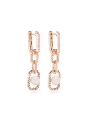 Shay 18kt Yellow Diamond And Pearl Drop Earrings - Gold