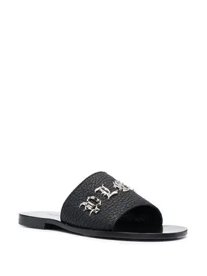 Philipp Plein Logo-lettering Leather Slides