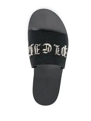 Philipp Plein Logo-lettering Leather Slides