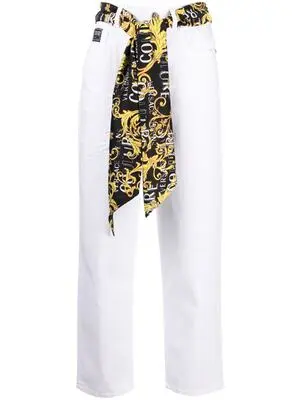 Versace Scarf-detailed Straight-leg Jeans - White