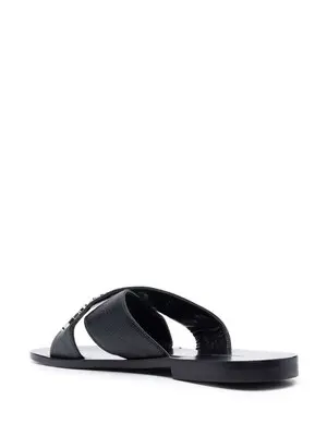 Philipp Plein Cross-strap Leather Slides