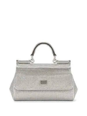 Dolce & Gabbana Sicily Satin Top-handle Bag - Silver