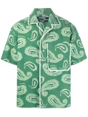 Jacquemus Artichaut Paisley-print Frayed-edge Shirt - Green
