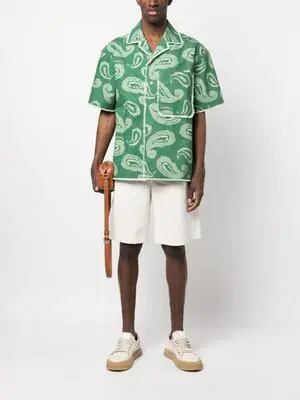 Jacquemus Artichaut Paisley-print Frayed-edge Shirt - Green